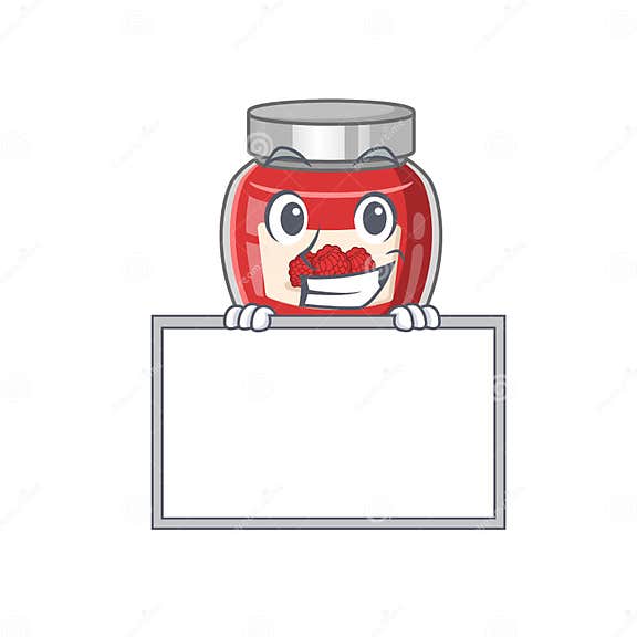 Raspberry Jam Cartoon Design Concept Grinning with Board Stock Vector ...