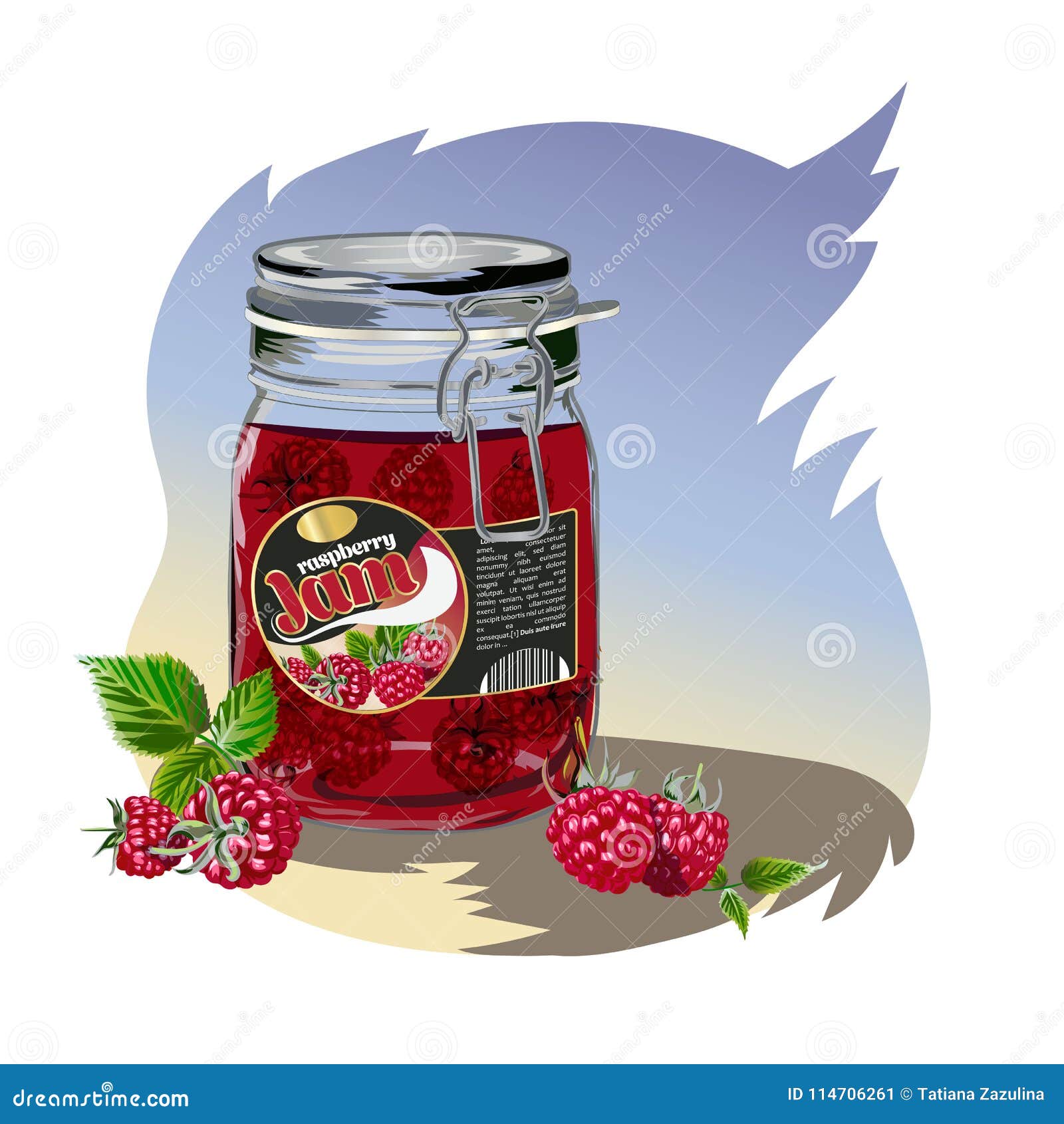 Raspberry jam in the jar. stock illustration. Illustration of icon ...