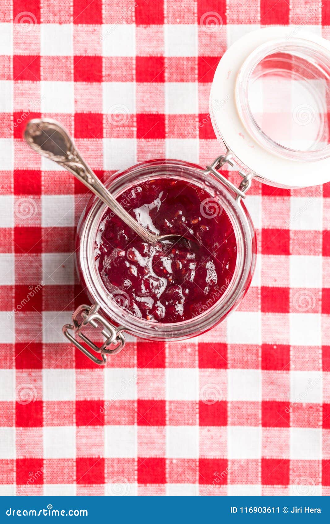 Raspberry jam jelly. stock image. Image of dessert, nutrition - 116903611