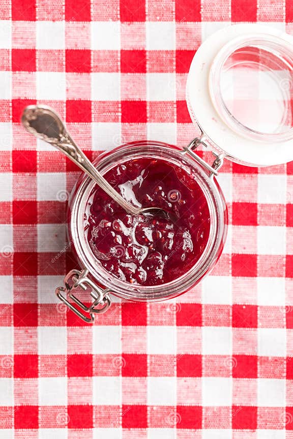 Raspberry jam jelly. stock image. Image of dessert, nutrition - 116903611