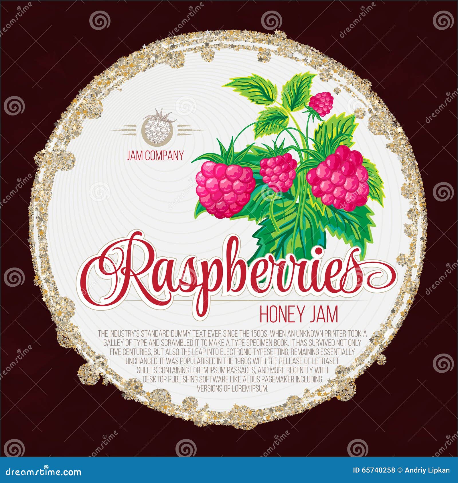 Raspberry Jam Label Template Design. Vector Illustration Stock ...