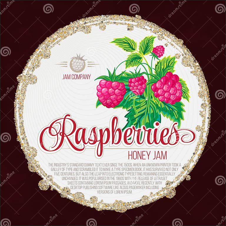 Raspberry Jam Label Template Design. Vector Illustration Stock ...