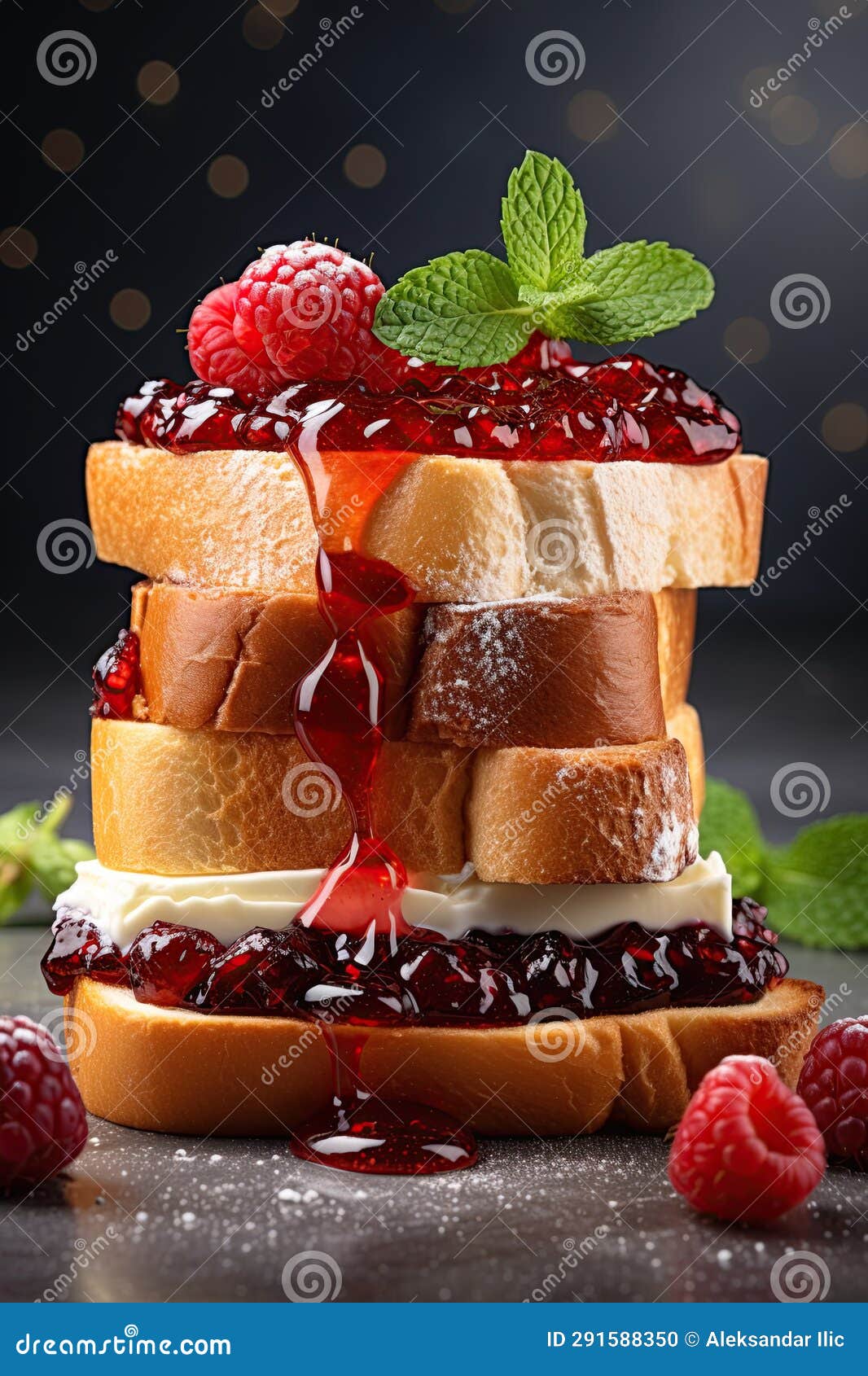 Raspberry Jam Stacked Sandwich. Generative Ai Stock Photo - Image of ...