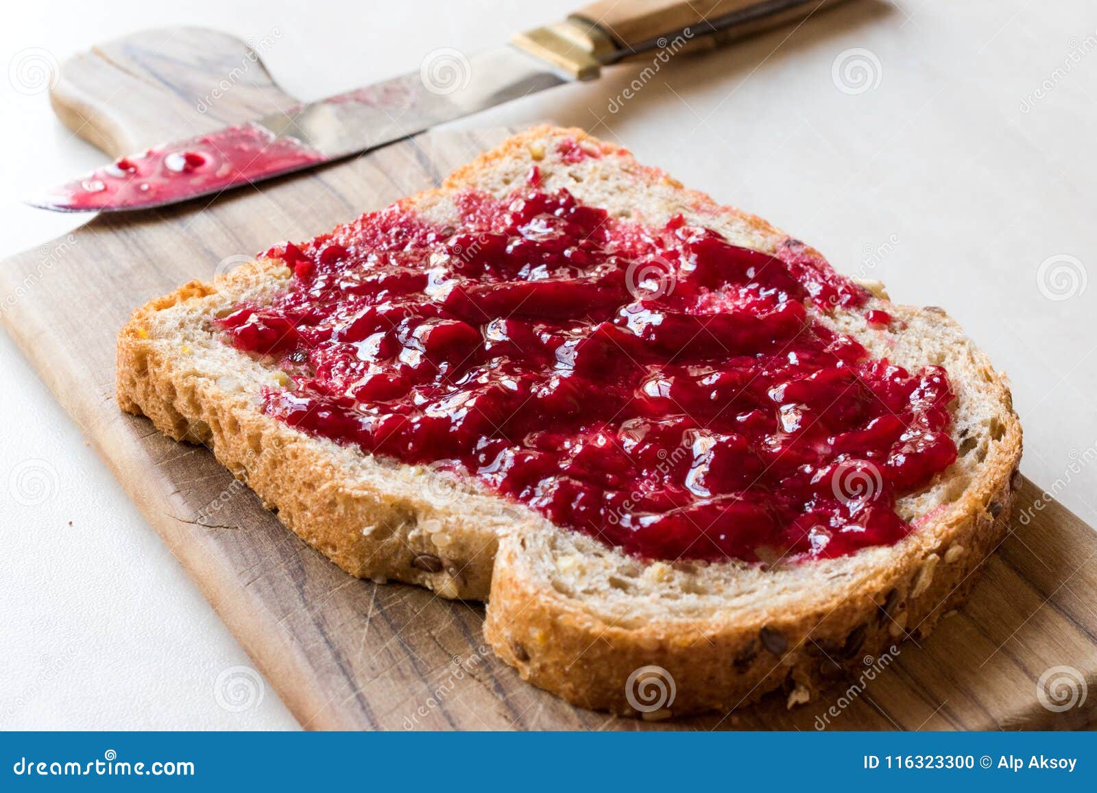 Raspberry Jam with Toast Bread / Marmalade Stock Photo - Image of ...