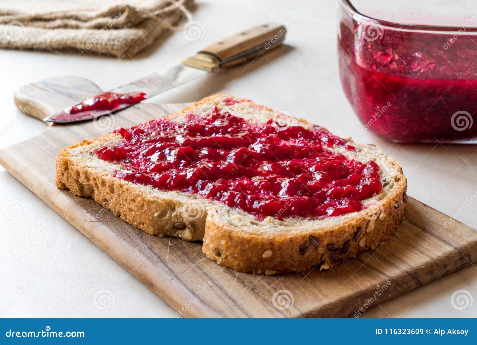 Raspberry Jam with Toast Bread / Marmalade Stock Image - Image of ...