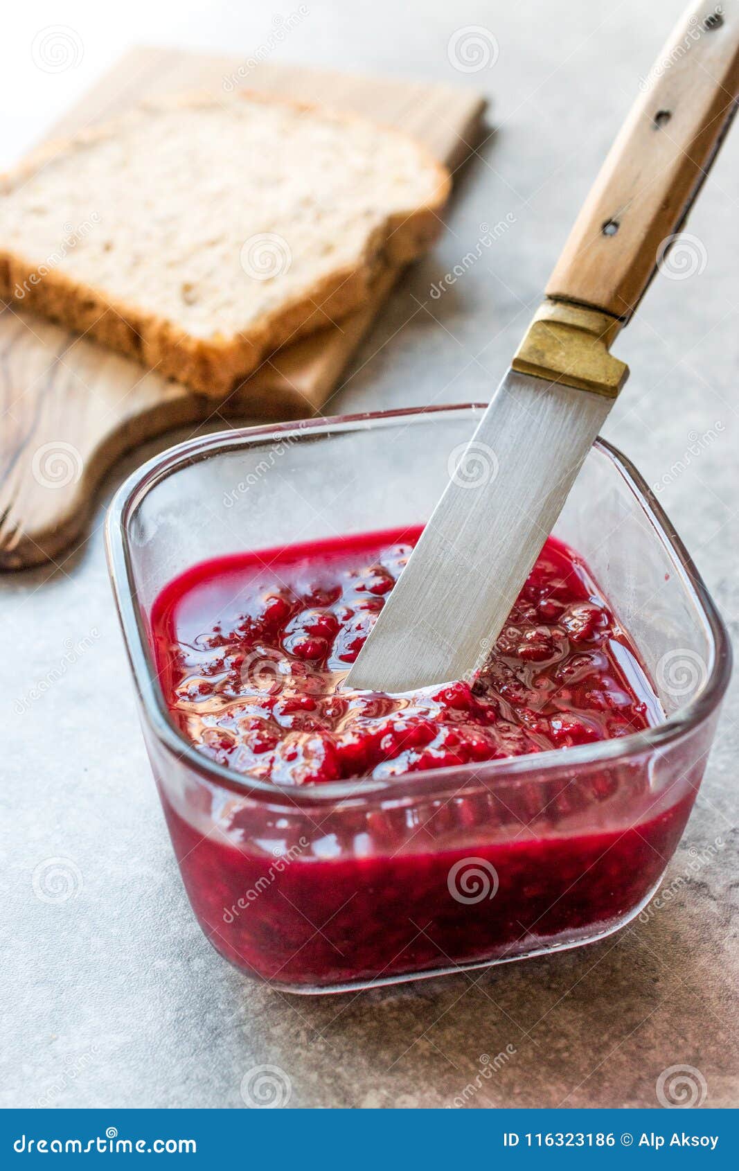 Raspberry Jam with Toast Bread / Marmalade Stock Photo - Image of ...