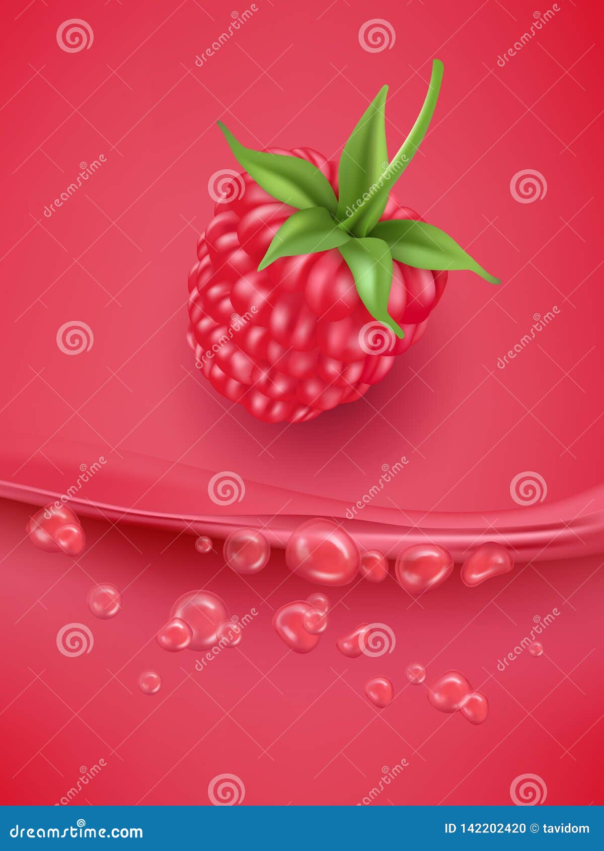 Raspberry Juice Close Up. Fresh Raspberry Juice. 3d Vector Illustration ...