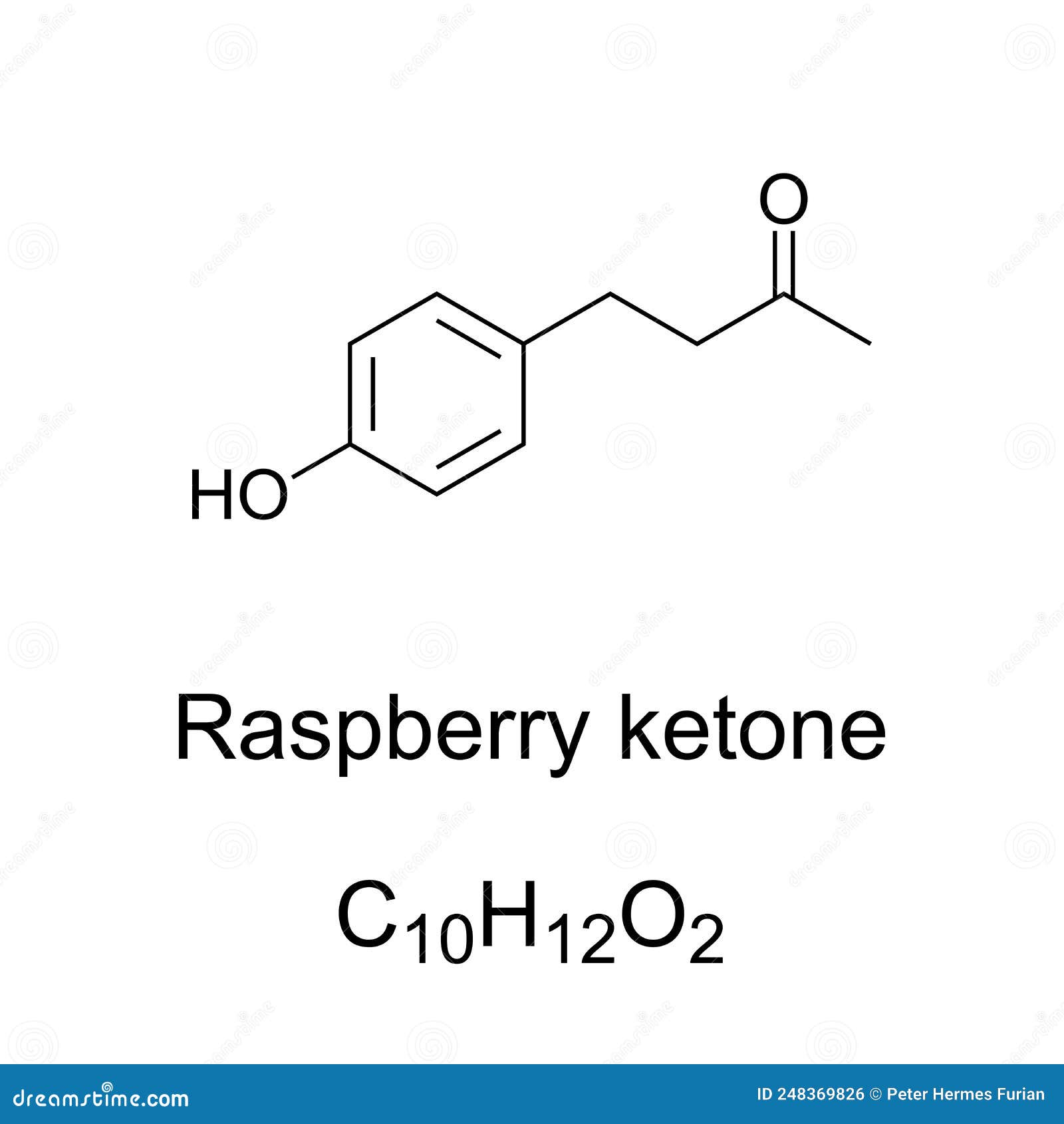 Raspberry Ketone, Chemical Formula and Skeletal Structure Stock Vector ...