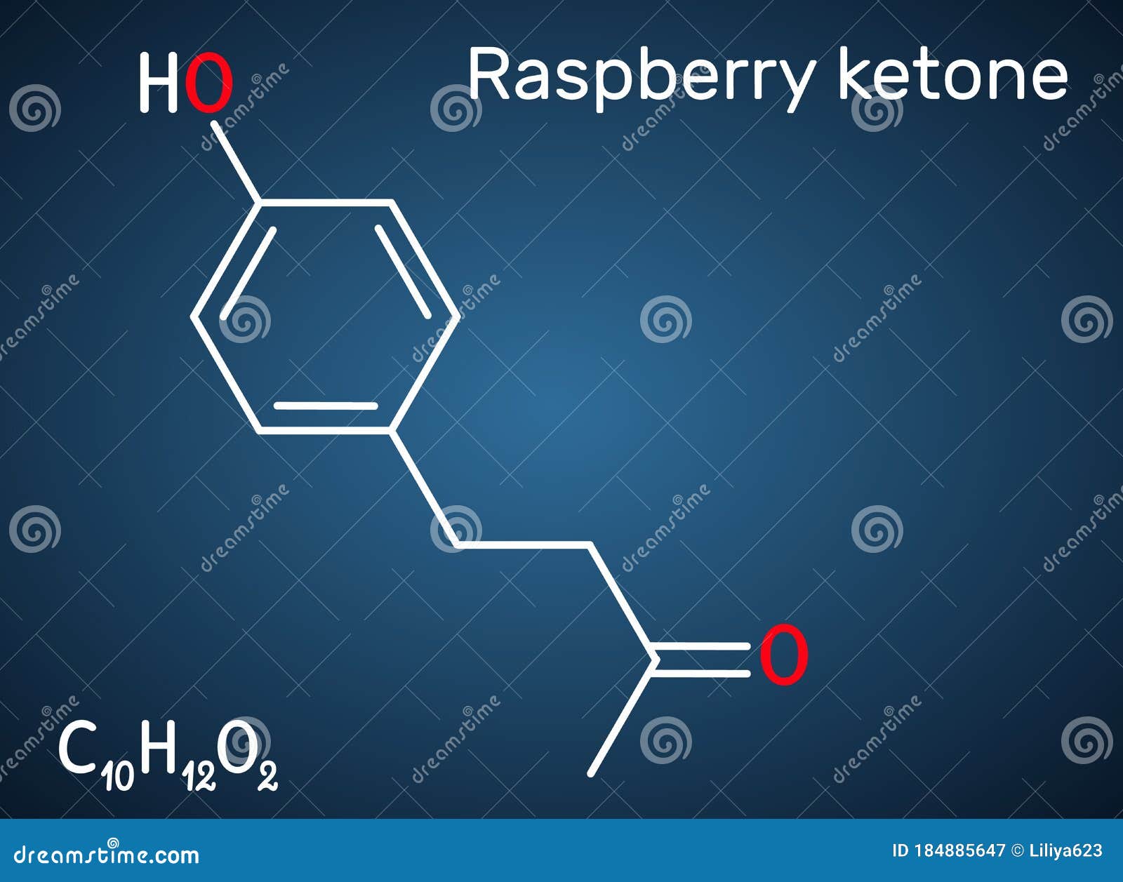 Raspberry Ketone, Frambinone, Rheosmin , C10H12O2 Molecule. it is ...