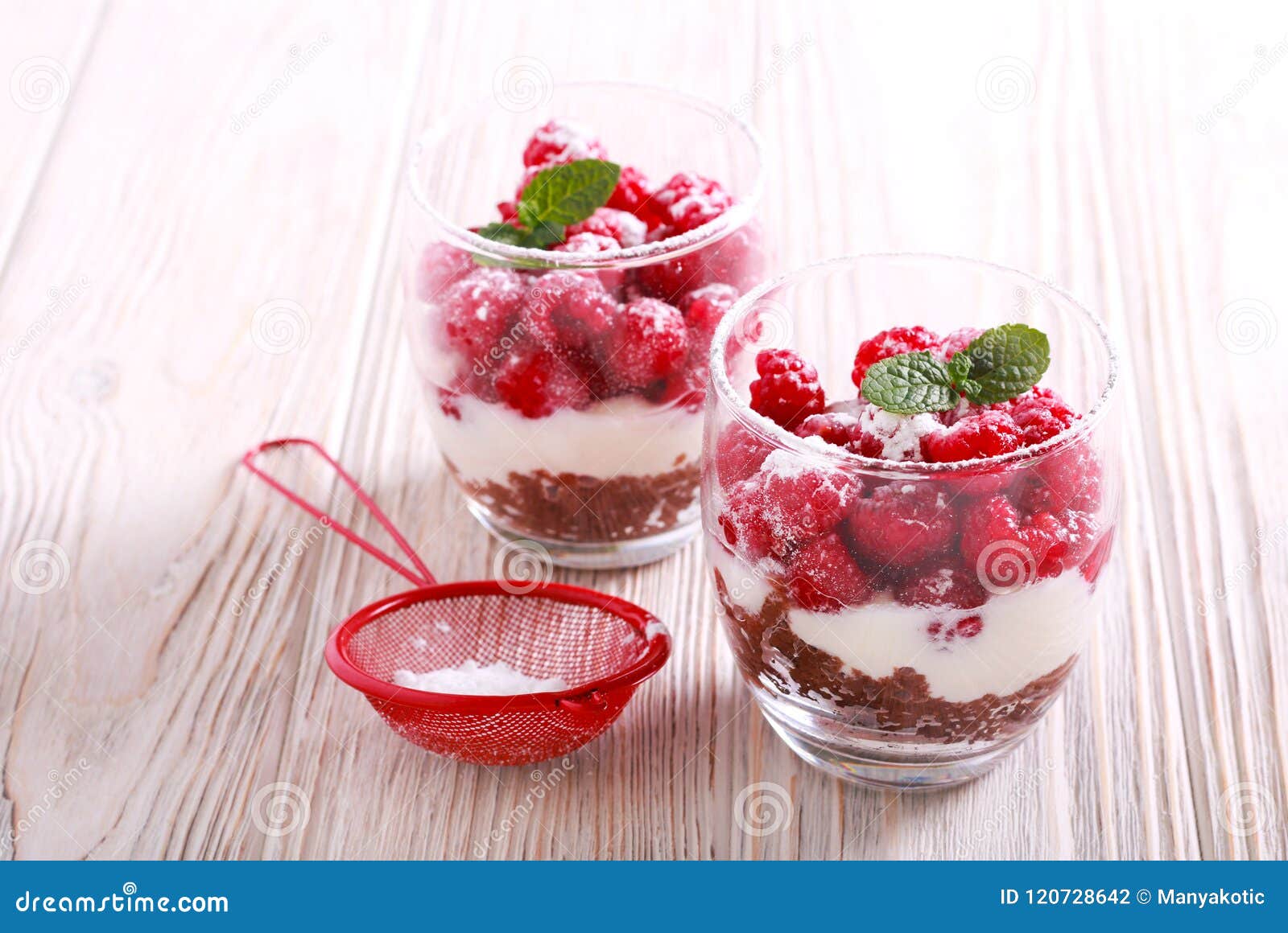 Raspberry Layered Dessert Served in Glasses Stock Photo - Image of eton ...
