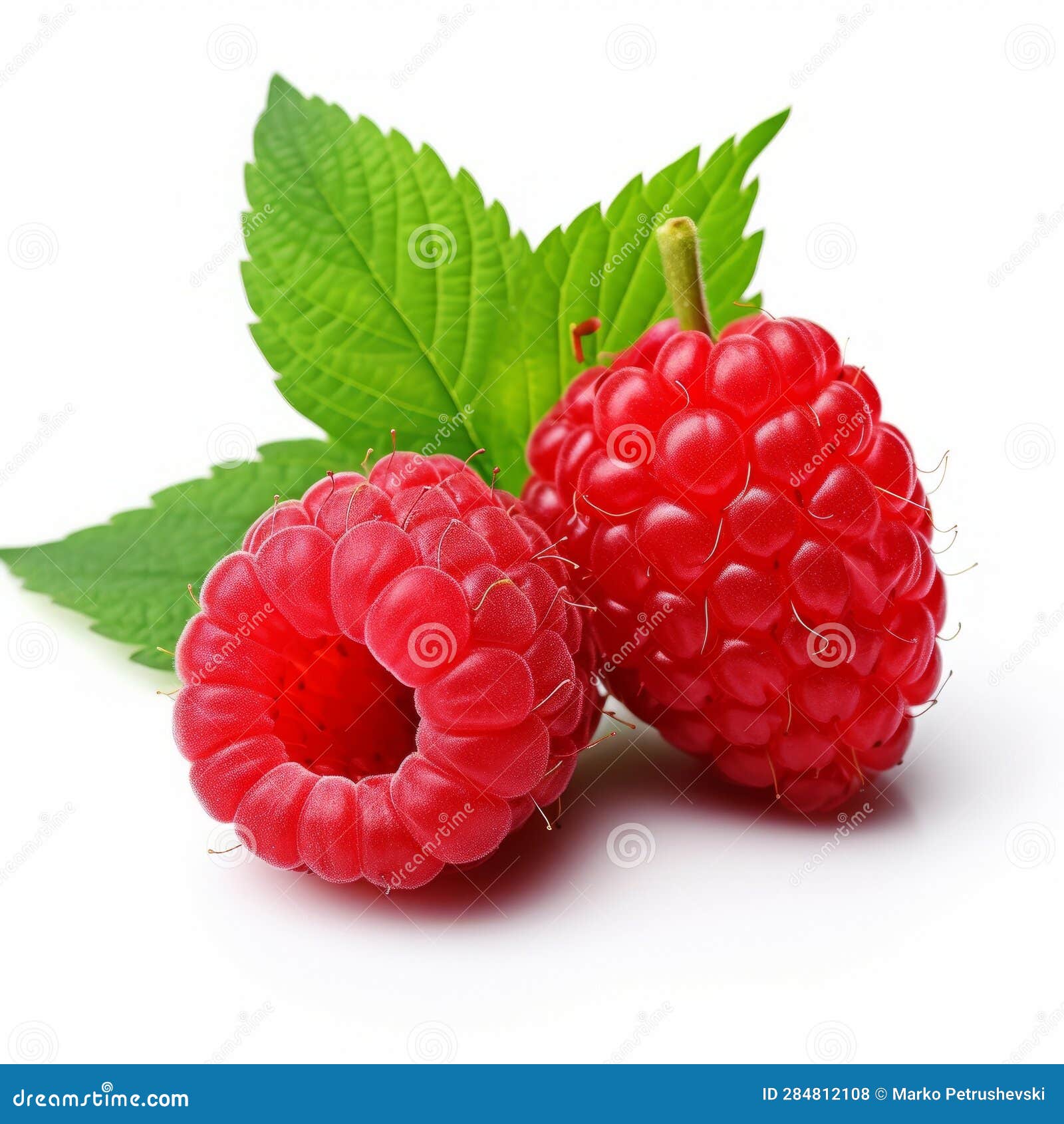 Raspberry with Leaf Isolated on White Background Stock Illustration ...