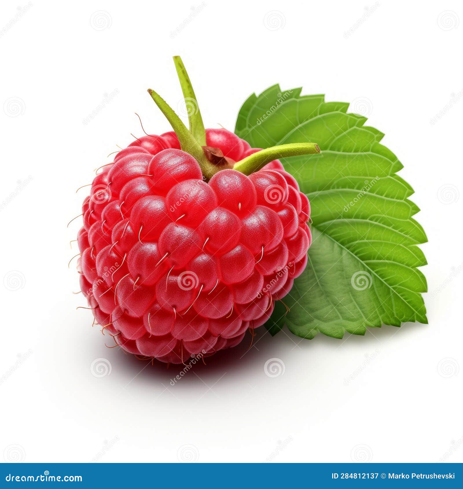 Raspberry with Leaf Isolated on White Background Stock Image - Image of ...