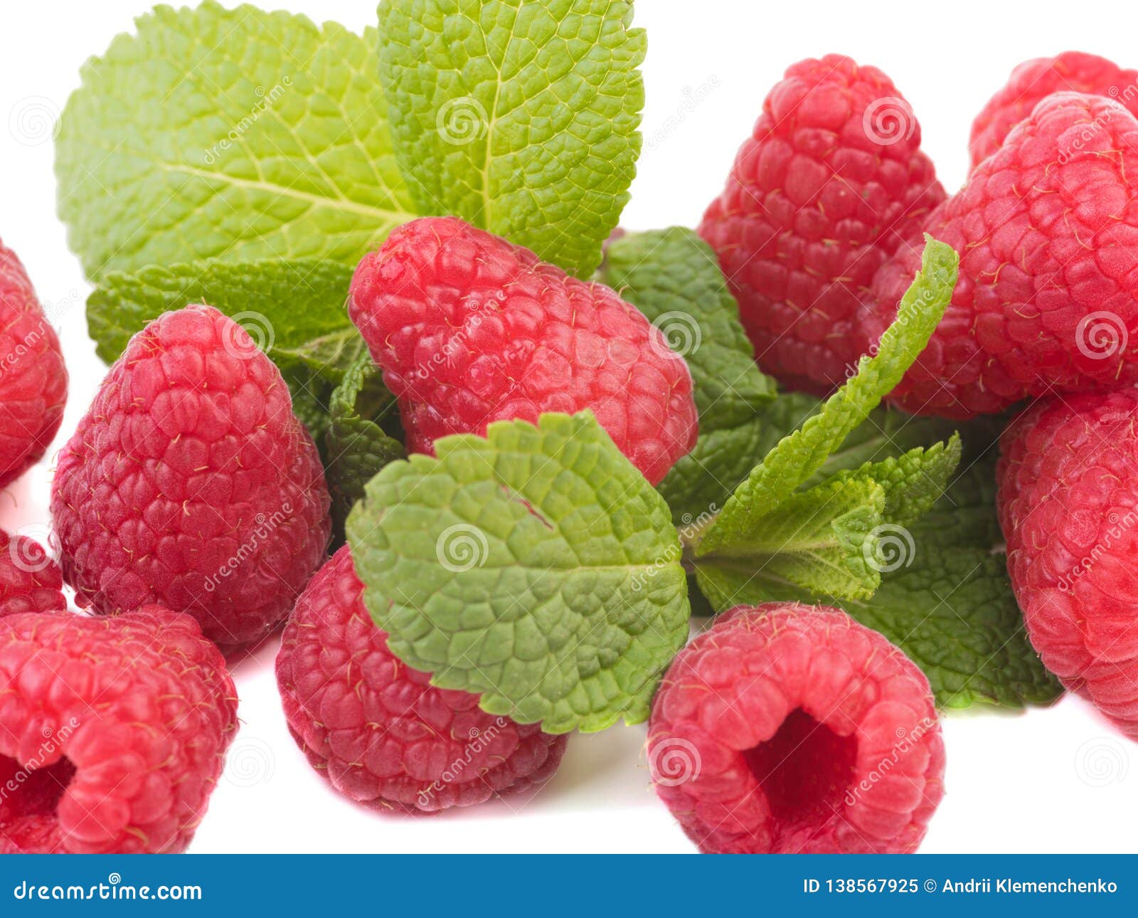 Raspberry With Leaves Isolated On White Background Stock Image Image
