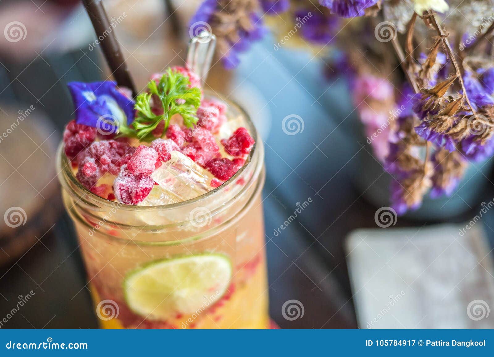 Raspberry and Lemon Soda on the Table Stock Image - Image of punch ...