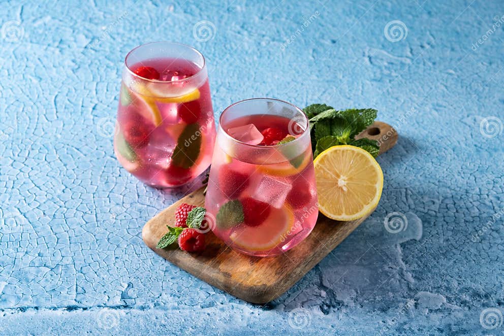 Raspberry Lemonade Drink in Glass Stock Photo - Image of lemonade ...