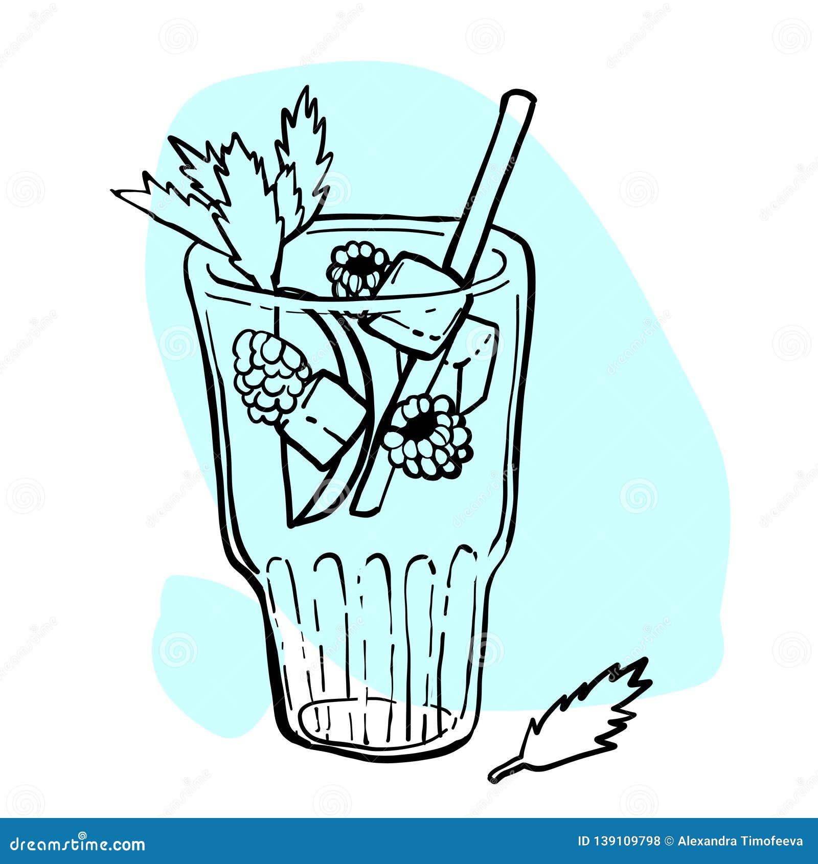 Raspberry Lemonade in a Glass with Ice and Mint Stock Vector ...