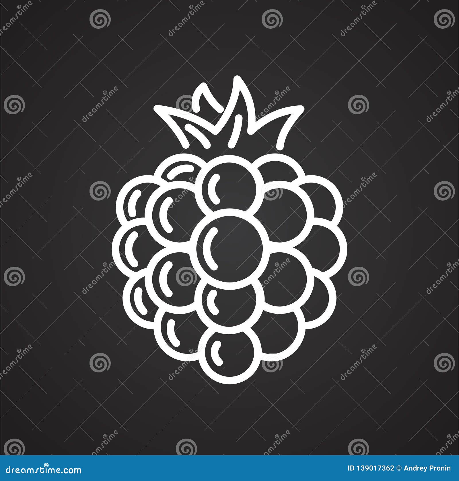 Raspberry Line Icon on Black Background for Graphic and Web Design ...