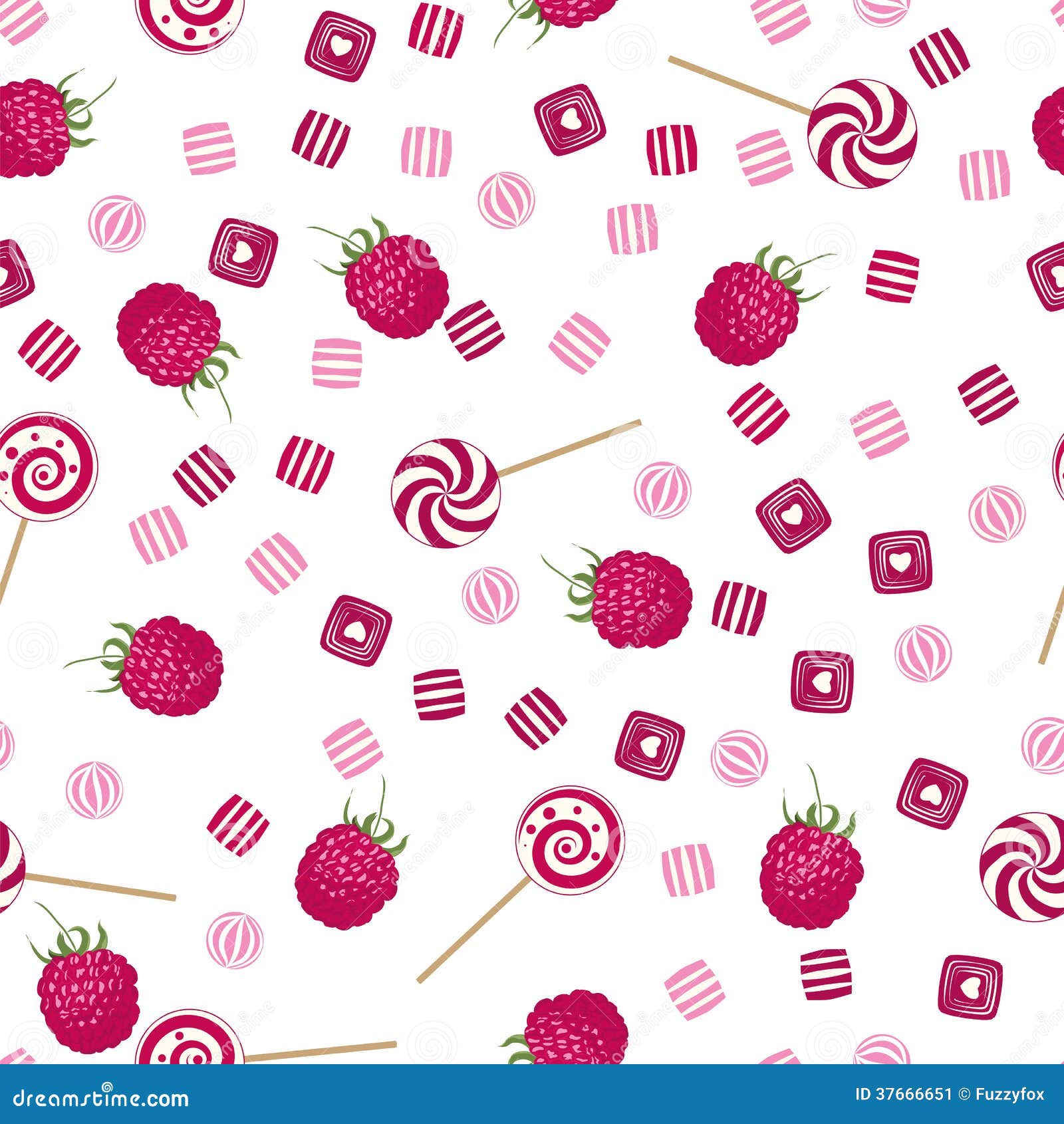 Raspberry Lollipops, Candy and Chewing Gum Seamless Pattern Back Stock ...