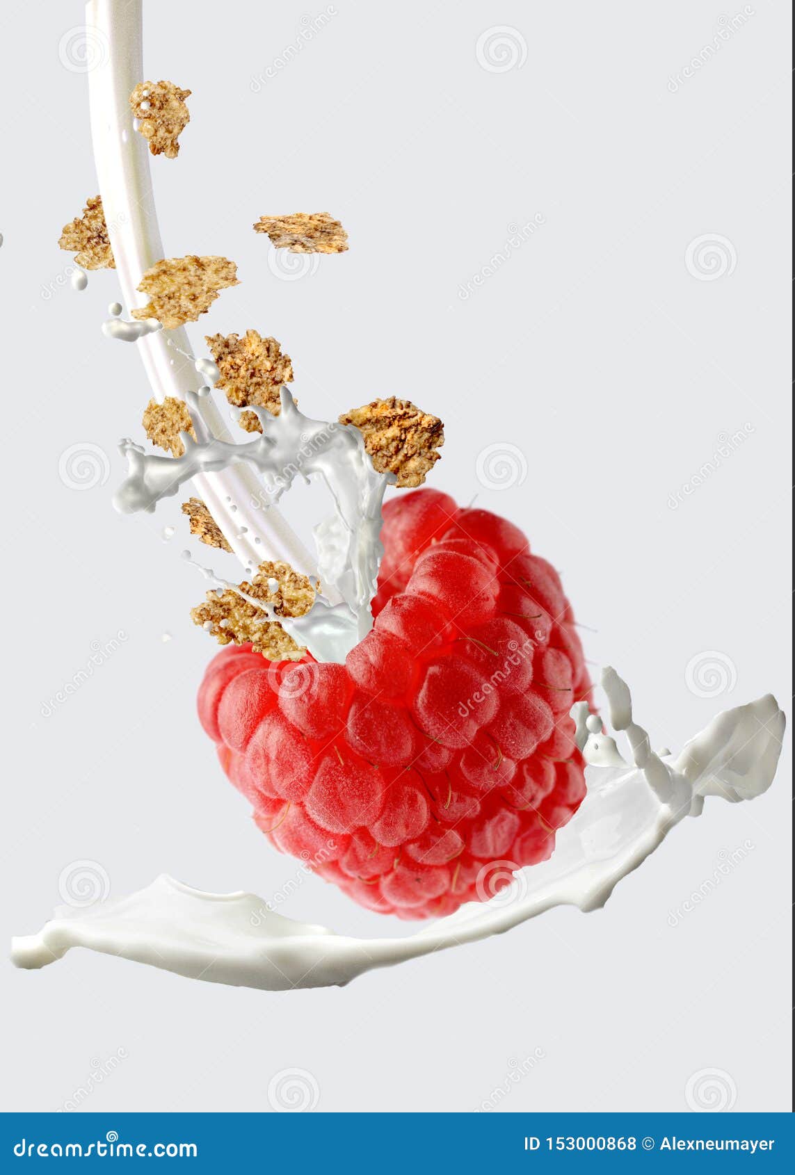 Raspberry milk and cereal stock photo. Image of asian - 153000868