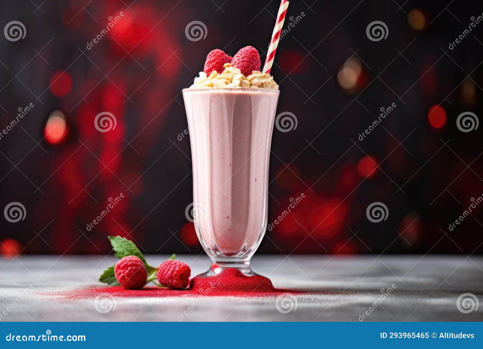 Raspberry Milkshake in a Tall Glass with a Straw Stock Illustration ...