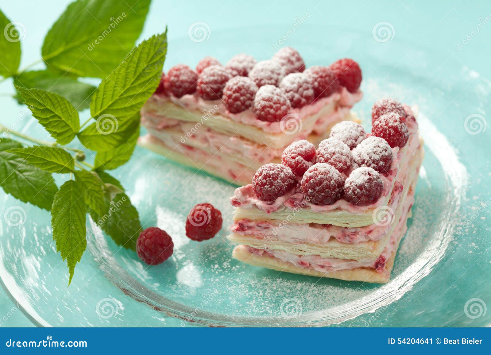 Raspberry millefeuille stock image. Image of leaf, baked - 54204641