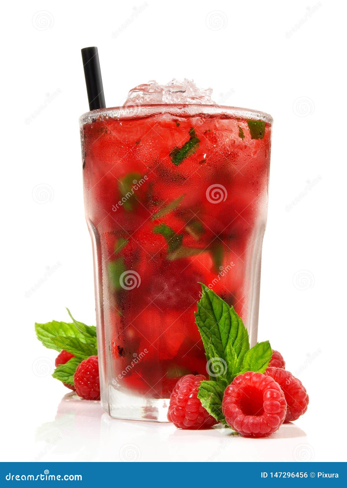Raspberry Mojito Cocktail on White Background Stock Photo - Image of ...