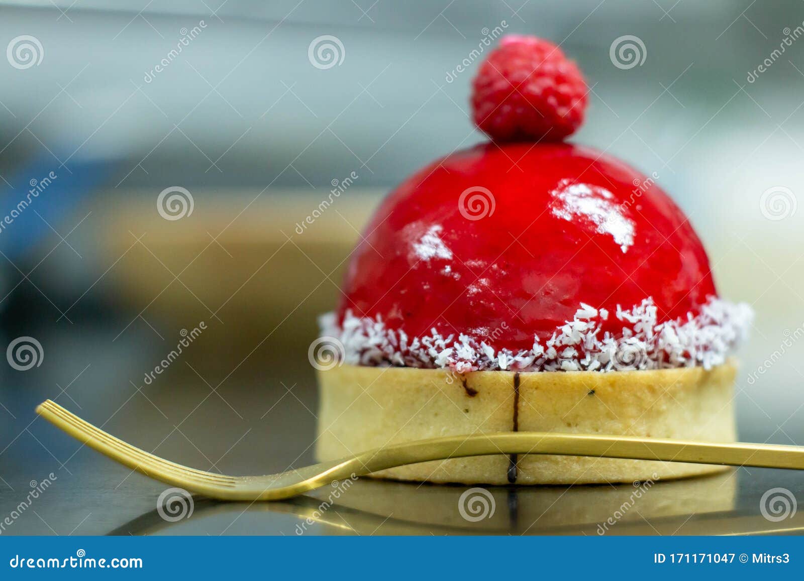 Raspberry Mousse Dome on Top Fresh Raspberry Stock Image - Image of ...