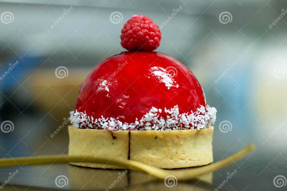 Raspberry Mousse Dome on Top Fresh Raspberry Stock Photo - Image of ...
