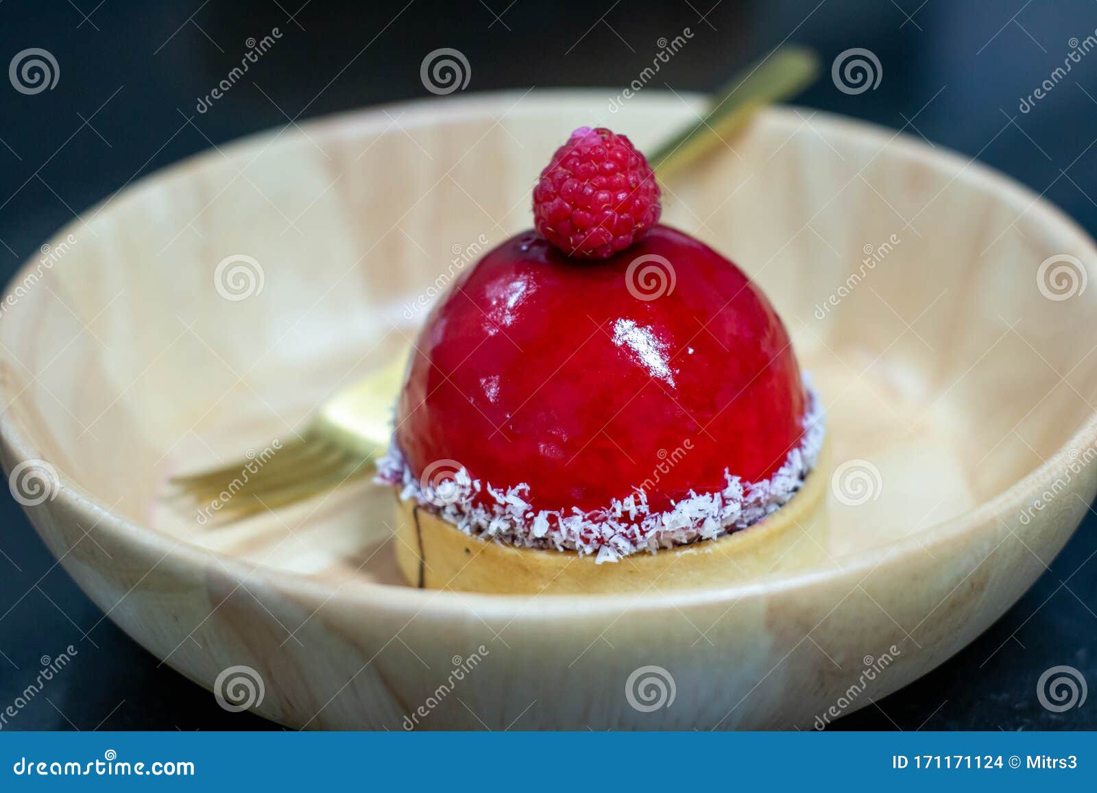 Raspberry Mousse Dome on Top Fresh Raspberry Stock Photo - Image of ...