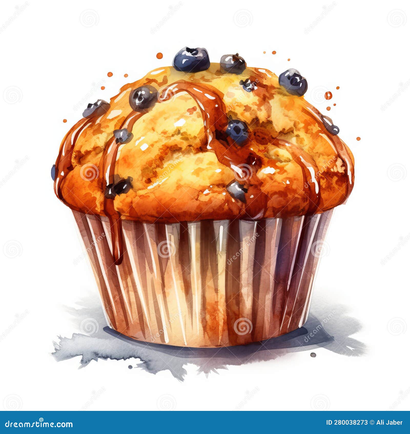 A Raspberry Muffin Blueberry Ai Ai Generative Illustration Stock