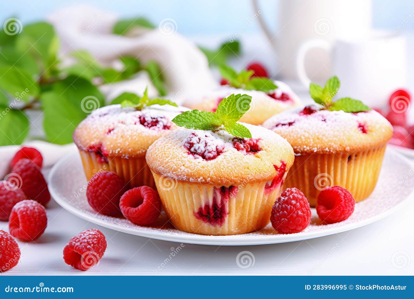 Raspberry Muffins with Fresh Raspberries. Stock Illustration ...