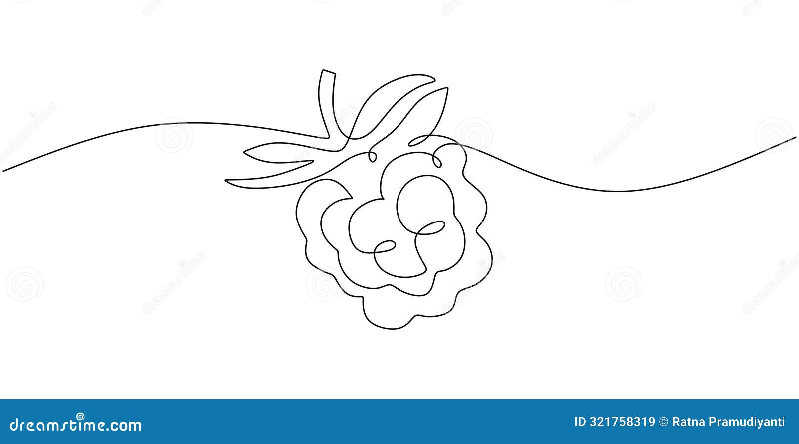 Raspberry One Line Drawing. Continuous Outline of Raspberry Fruit Stock ...