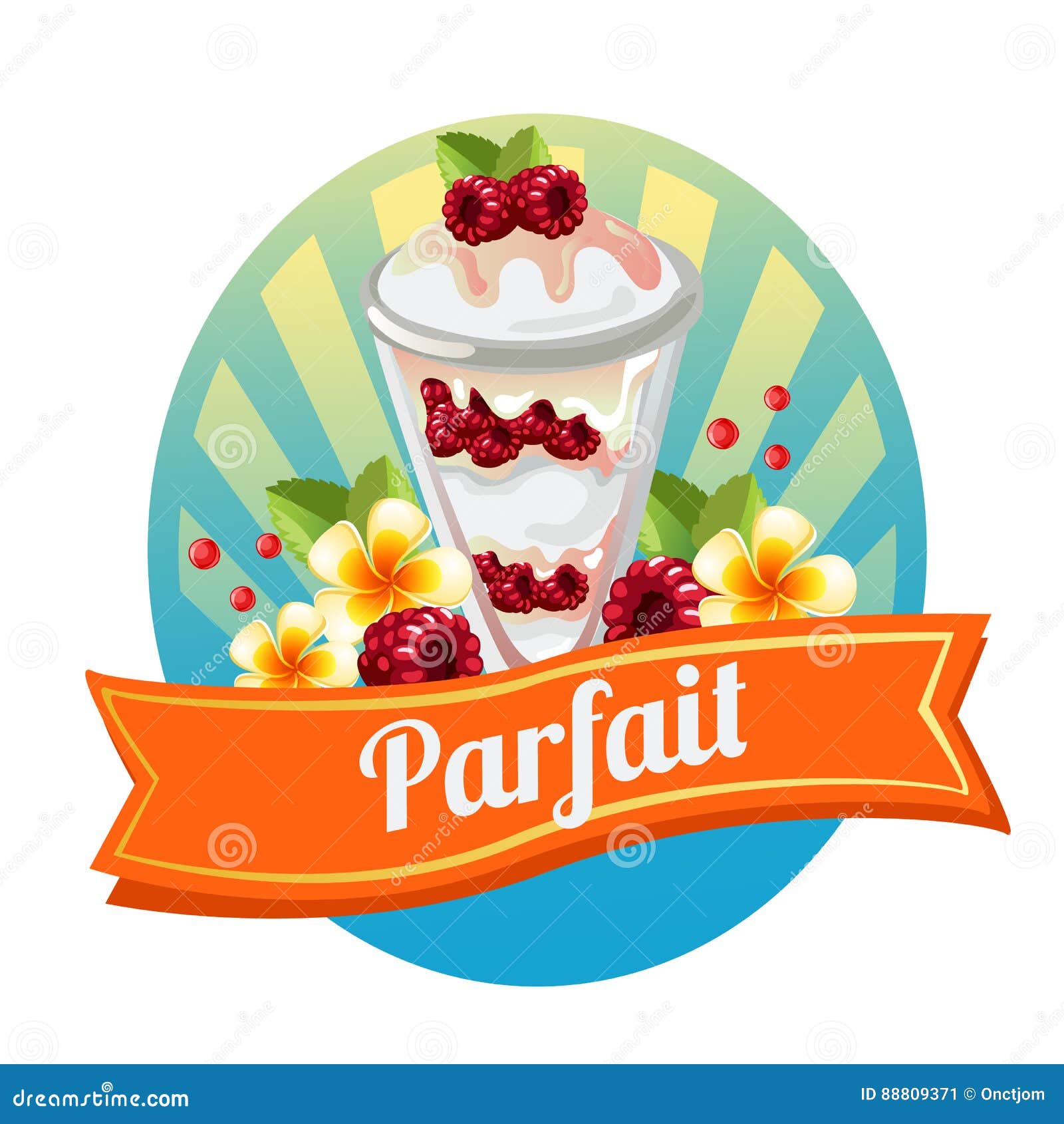 Blueberry Parfait Label Vector Illustration | CartoonDealer.com #88809150
