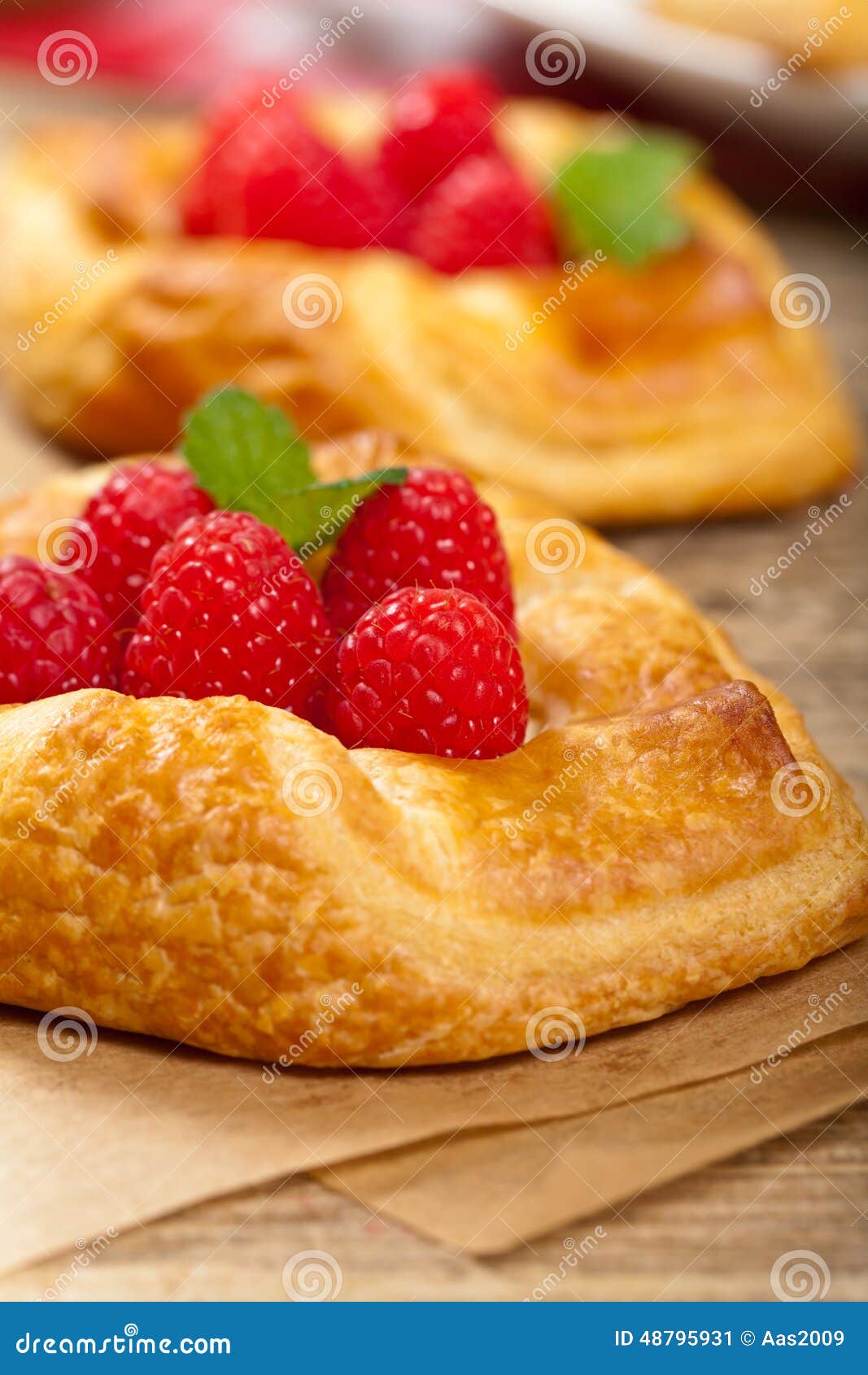 Raspberry pastries stock image. Image of cake, flaky - 48795931