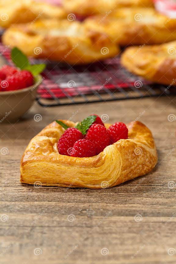 Raspberry pastries stock photo. Image of fried, fruit - 48796204