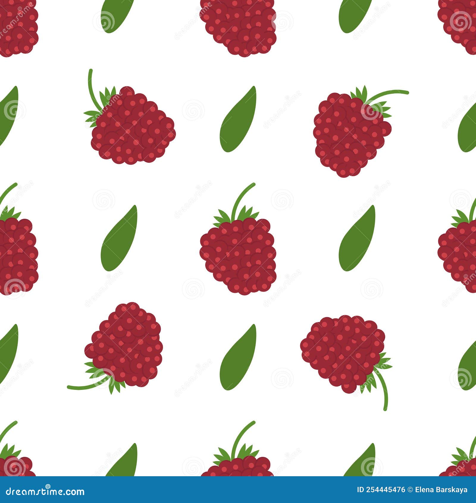 Raspberry Pattern in Flat Style on White Background Stock Vector ...