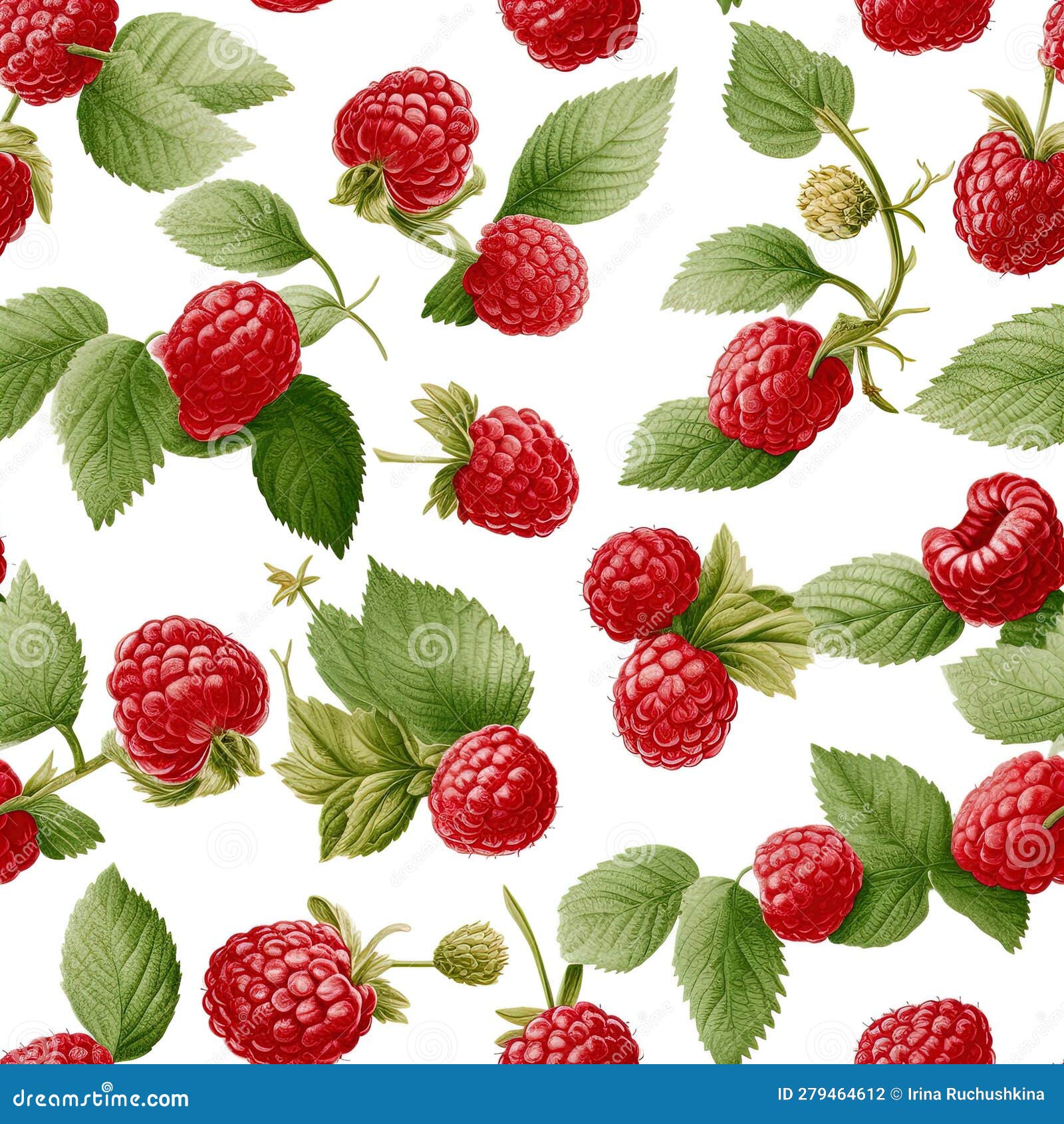 Raspberry Pattern on a White Background.Generative AI Stock ...