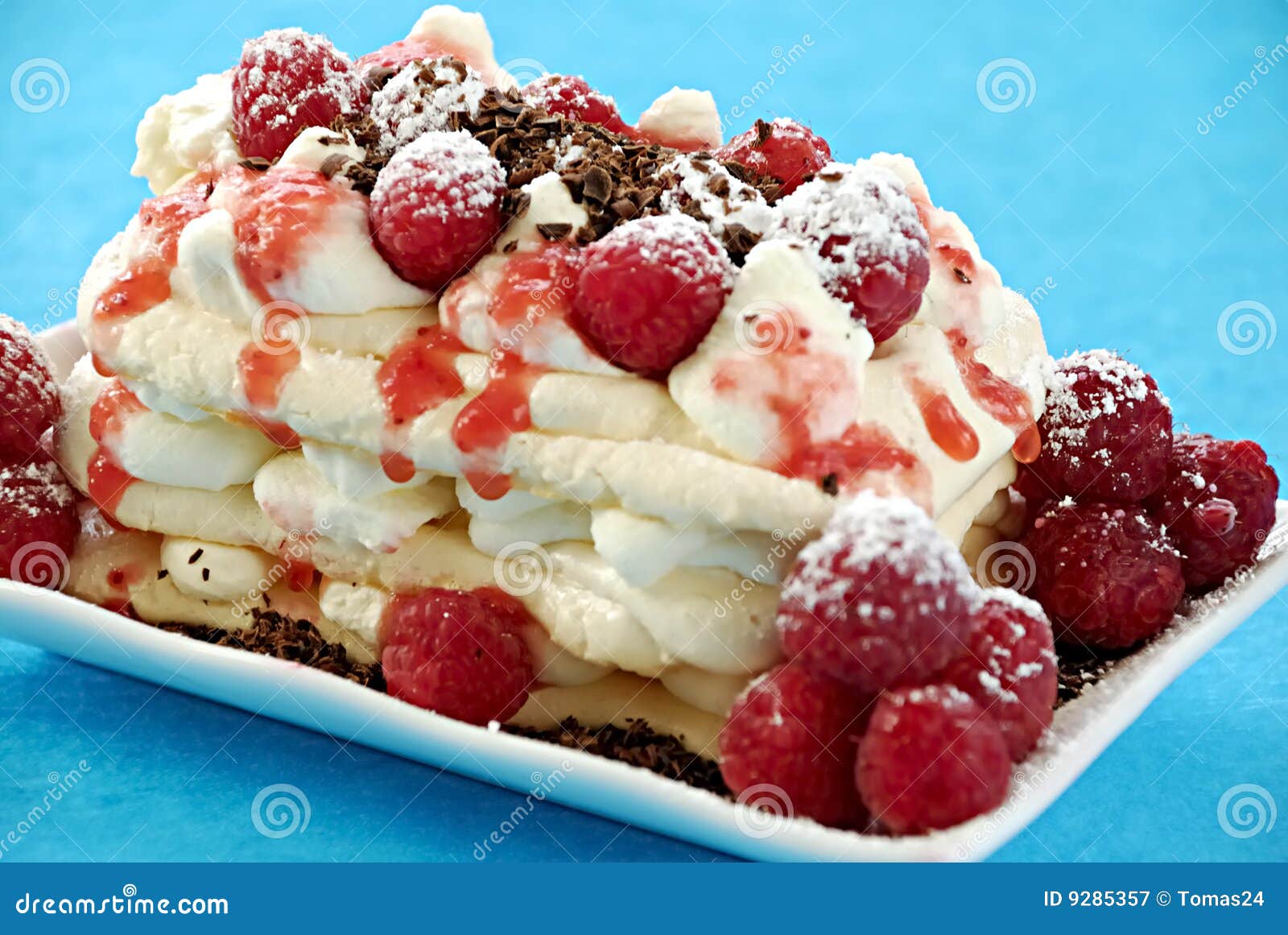 Raspberry pavlova stock image. Image of sauce, calories - 9285357