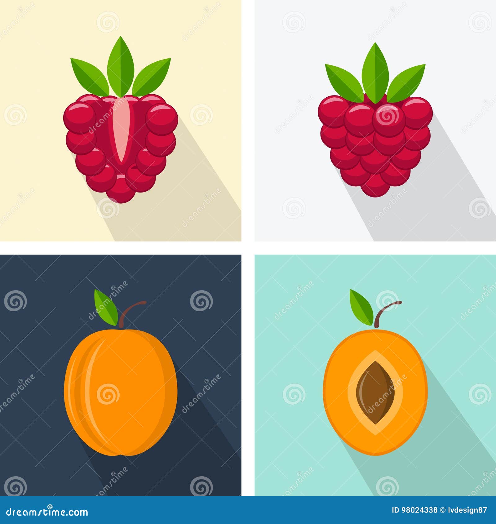 Raspberry and Peach. Colorful Flat Design Stock Vector - Illustration ...