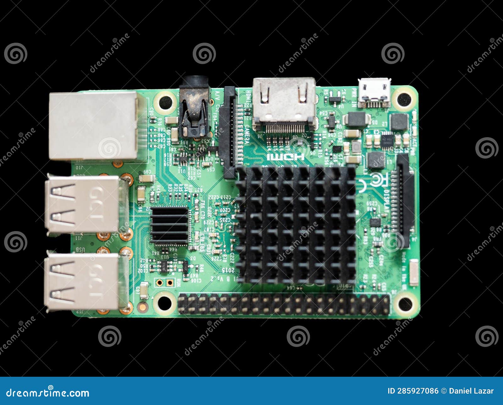 Raspberry Pi Isolated on Black Editorial Photo - Image of motherboard ...
