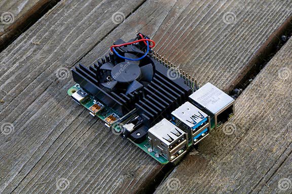 Raspberry Pi Microcomputer 4B with a Black Heatsink for Electrical ...