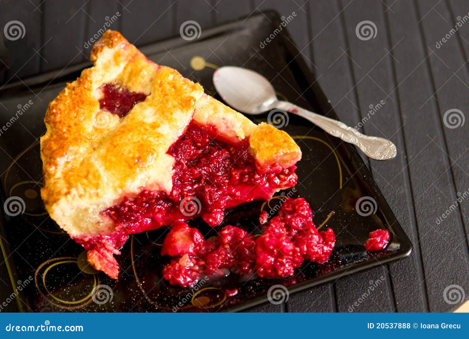 Raspberry pie stock photo. Image of spoon, black, fruit - 20537888