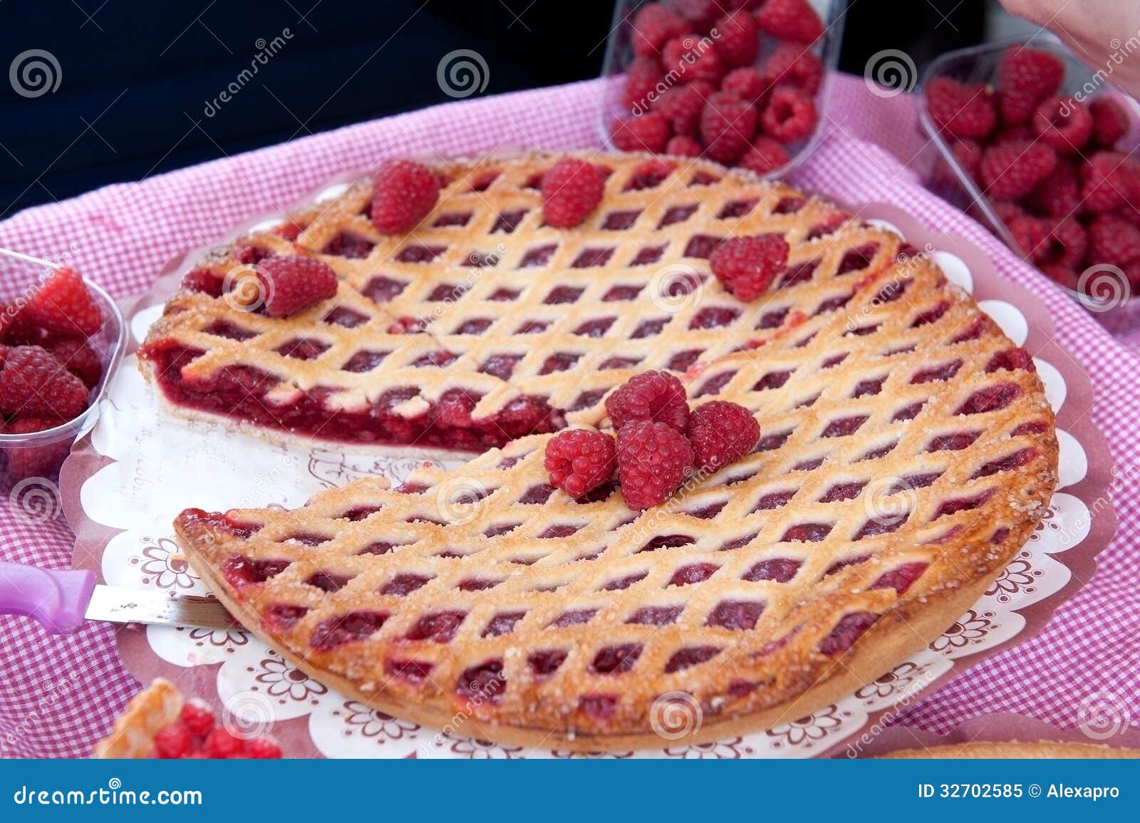 Raspberry pie stock image. Image of dessert, home, baked - 32702585