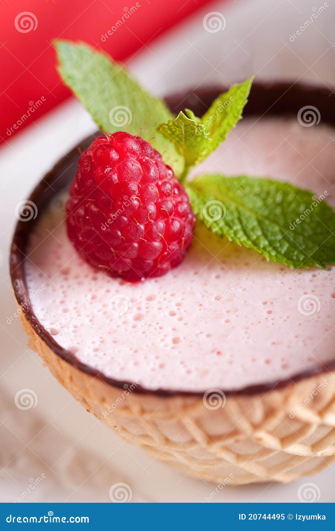 Raspberry pudding stock image. Image of dinner, cone - 20744495