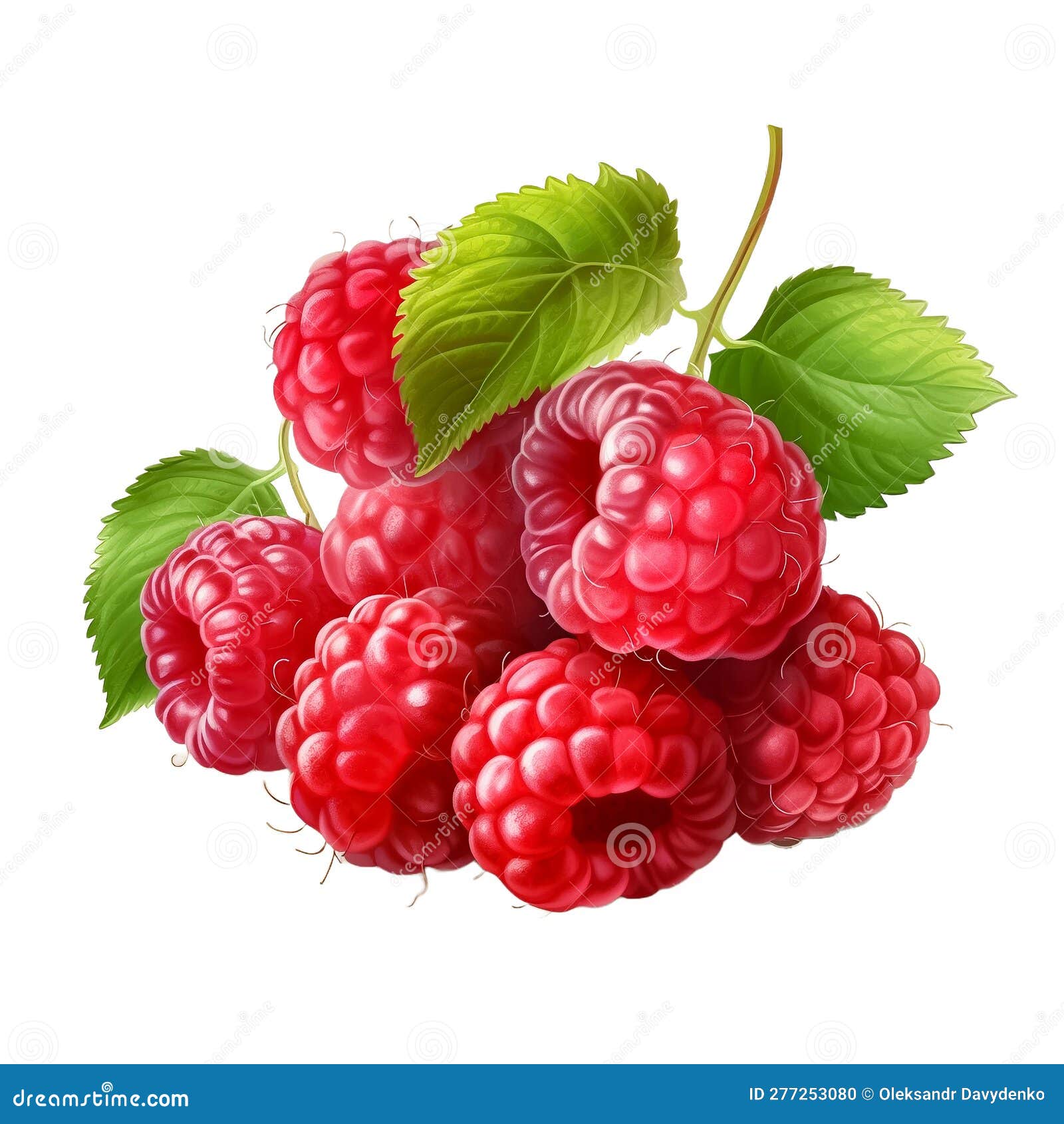 Raspberry. Realistic Close-up Illustration of Fresh Fruit, Isolated on ...