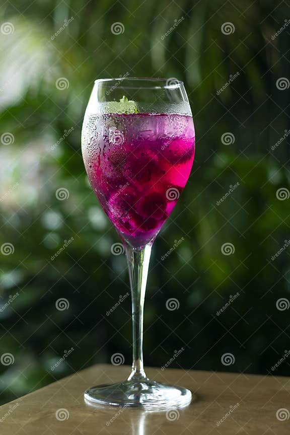 Raspberry and Red Dragon Fruit Wine Spritzer Cocktail Stock Image ...