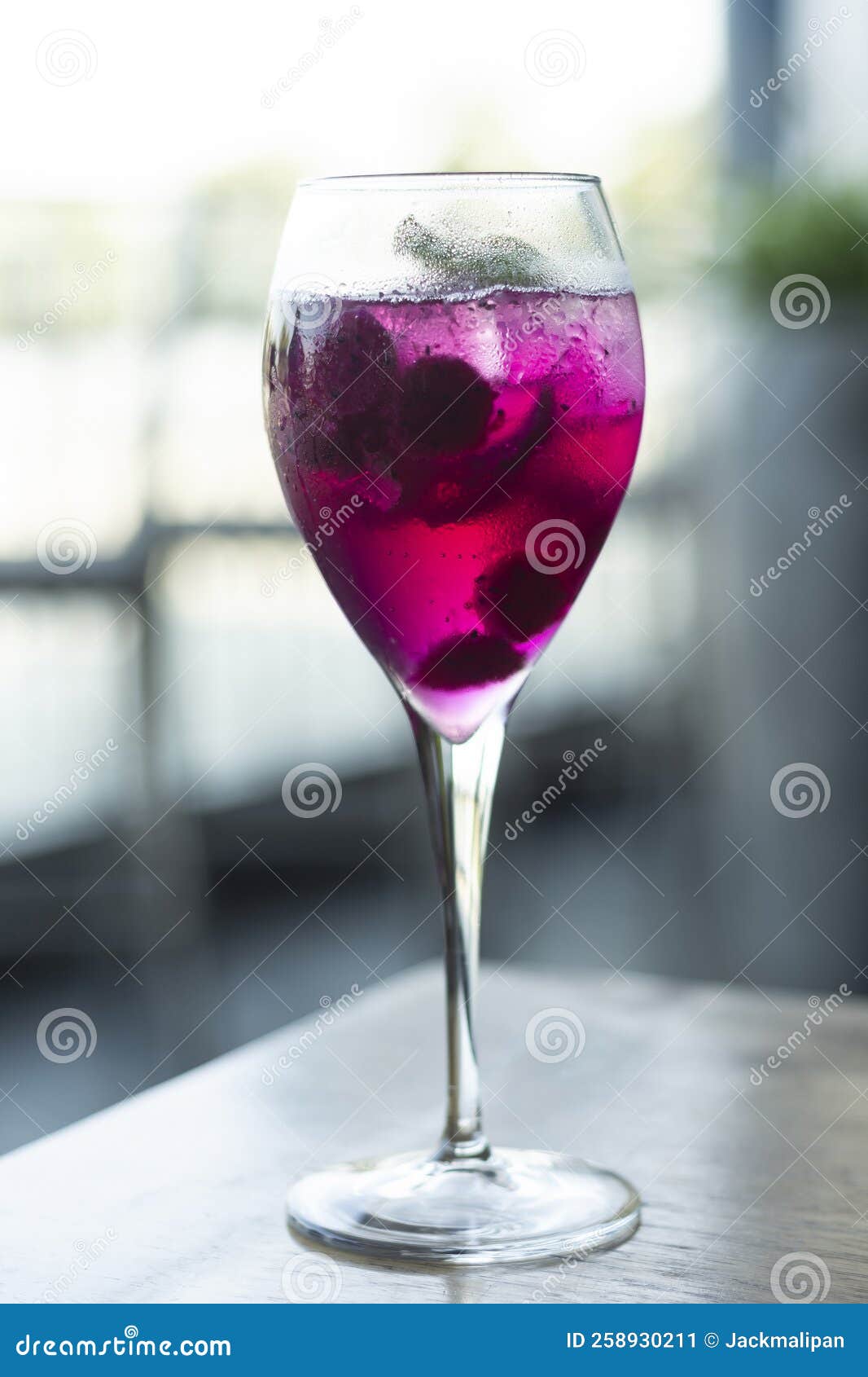 Raspberry and Red Dragon Fruit Prosecco Wine Spritzer Cocktail Stock ...
