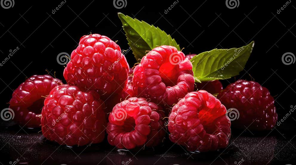 Raspberry on Colored Surface Stock Illustration - Illustration of leaf ...