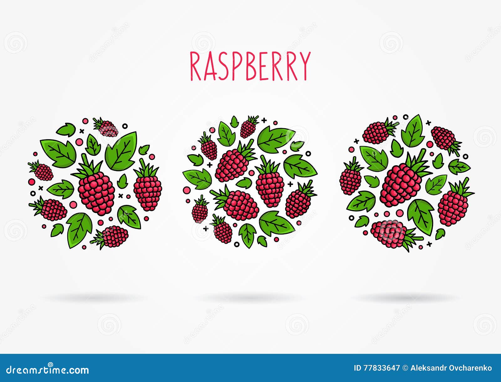 Raspberry Round Labels Creative Concept Stock Vector - Illustration of ...