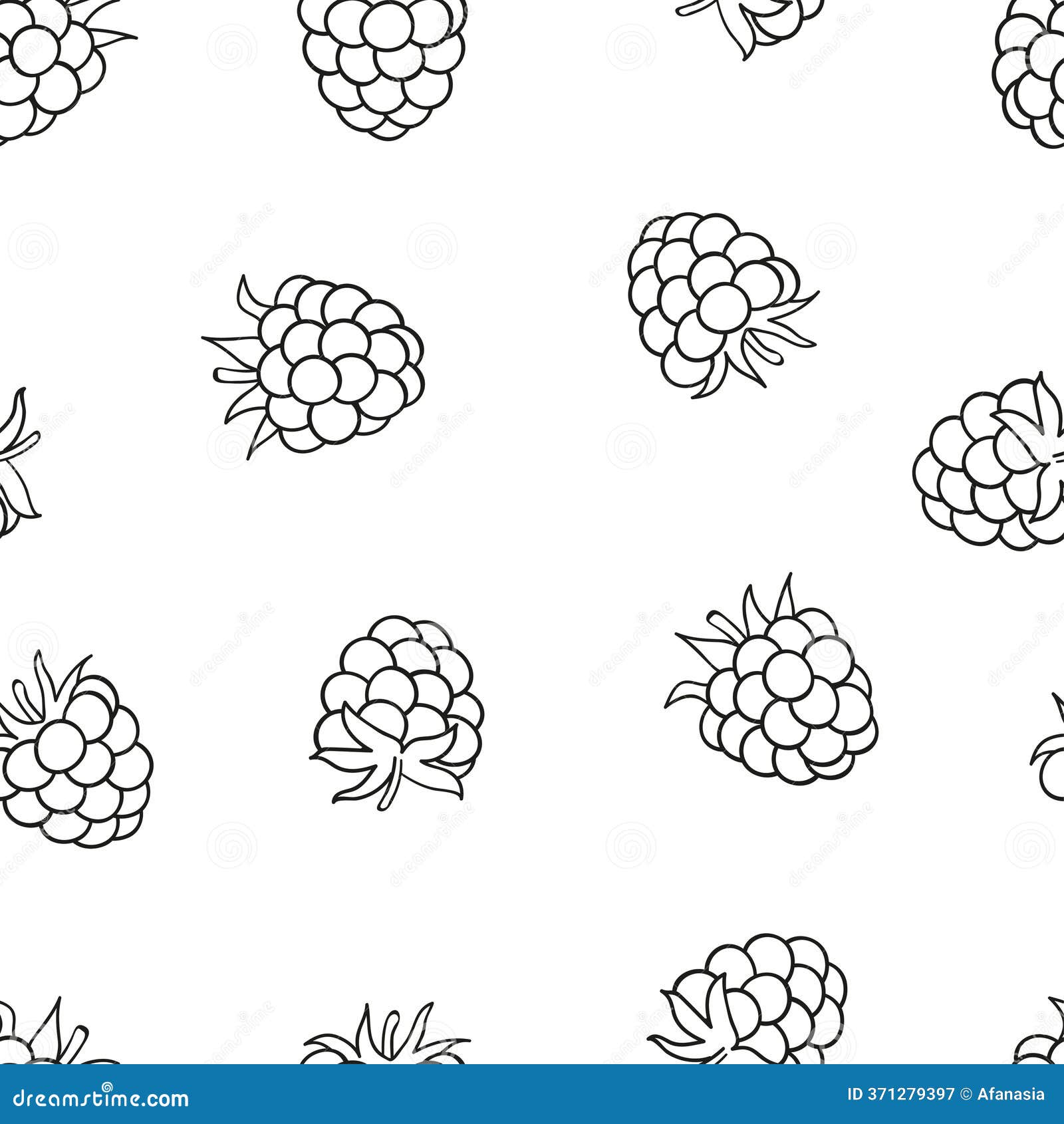 Raspberry Seamless Pattern. Vector Drawing. Isolated Berry Sketch On ...